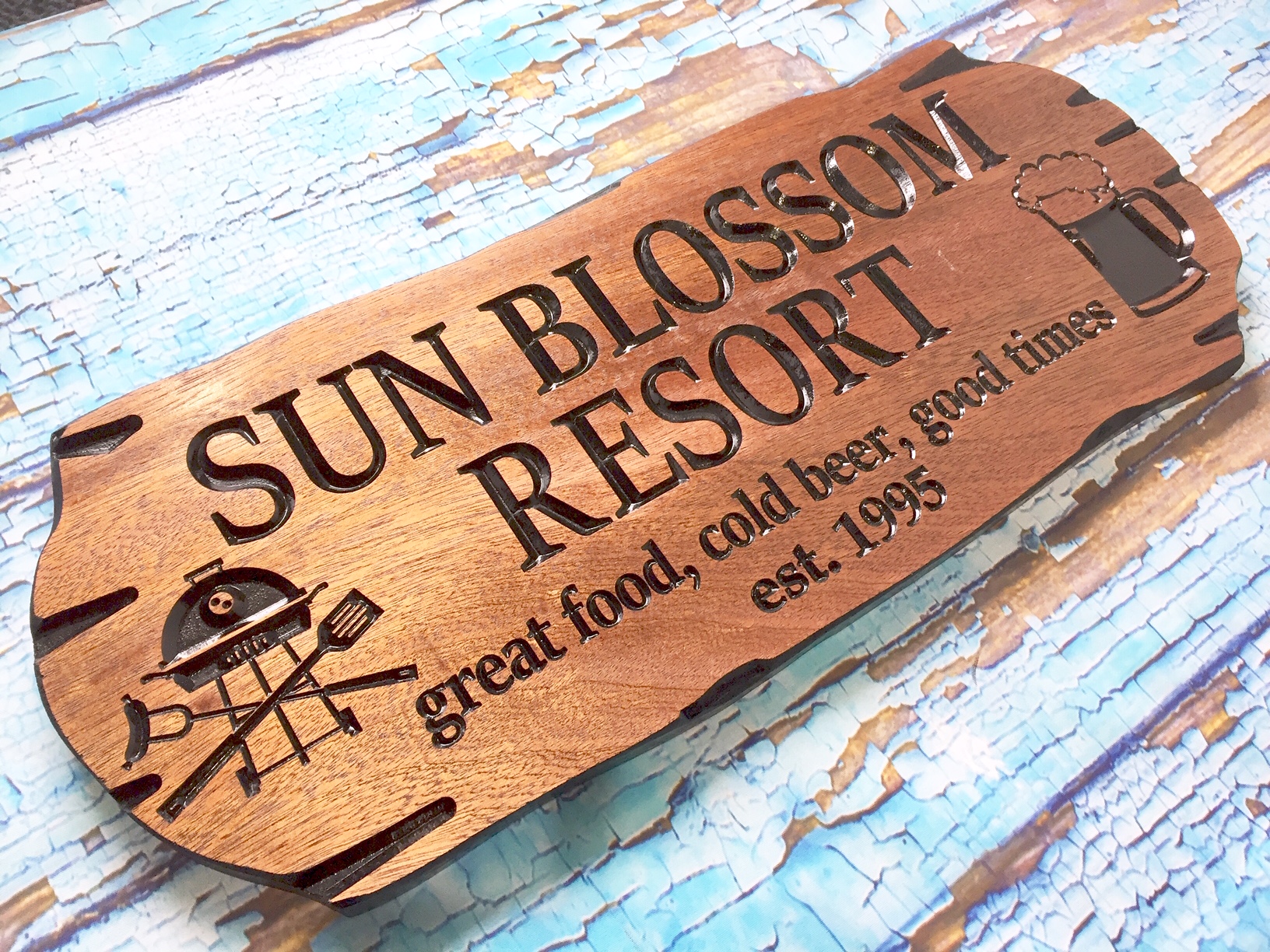 Personalized Bar Sign with BBQ Grill and Beer Mug ...