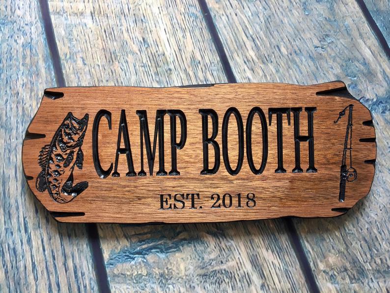 Custom Cabin Sign with Bass Fish and Fishing Rod ...