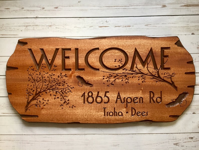 Rustic Edge with Eagles: benchmarksignsandgifts.com
