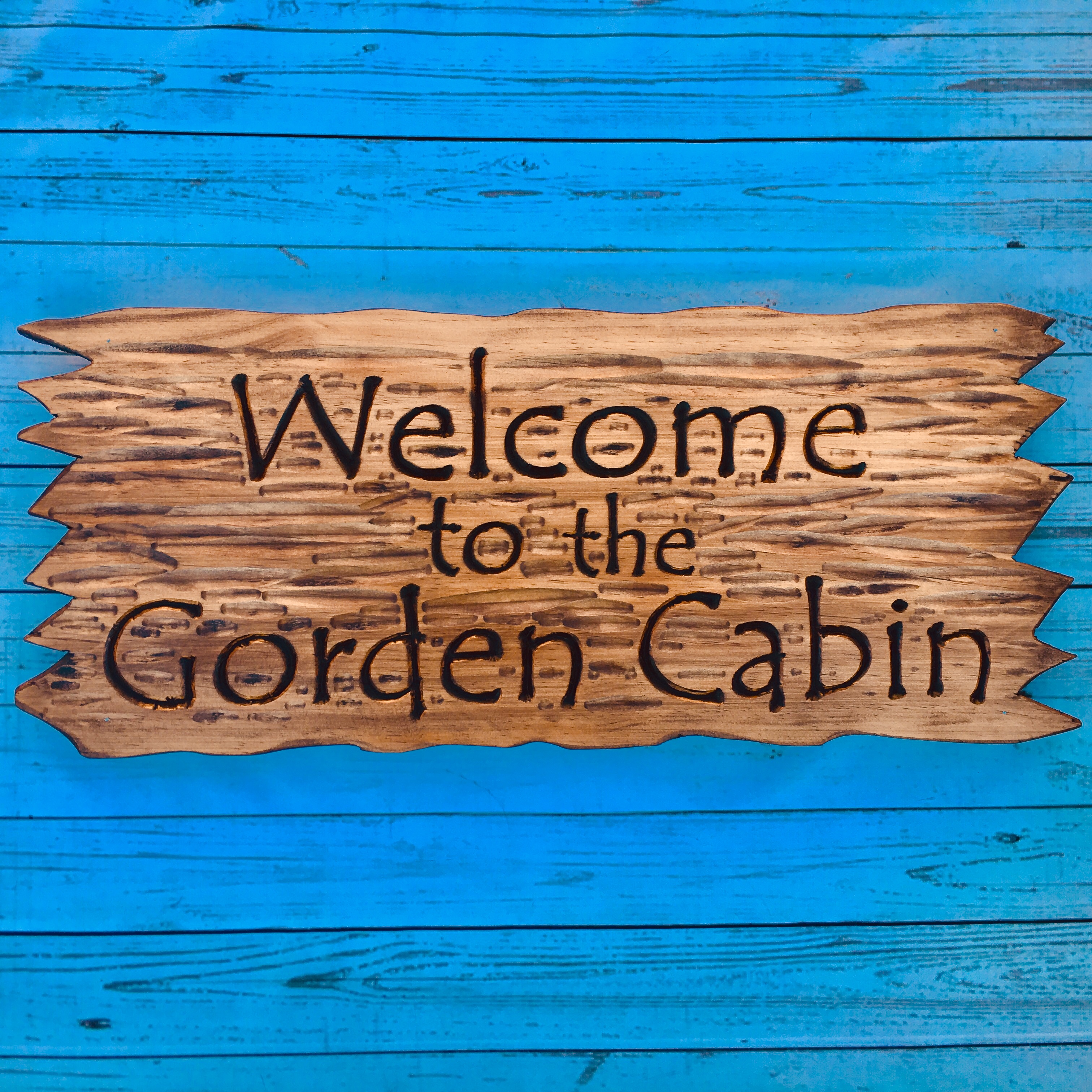 Personalized Cabin Sign Jagged Edges & Textured Background ...